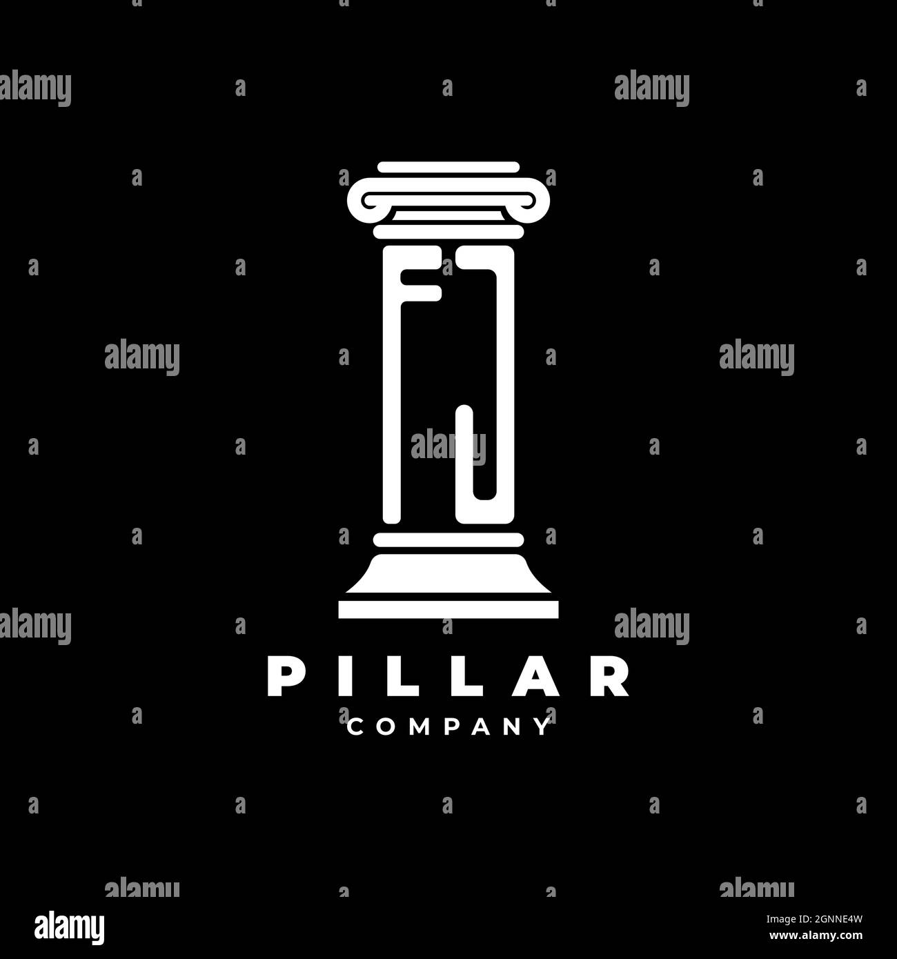 FJ Monogram Logo Letter Pillars shape lawyer style vector, law firm ...