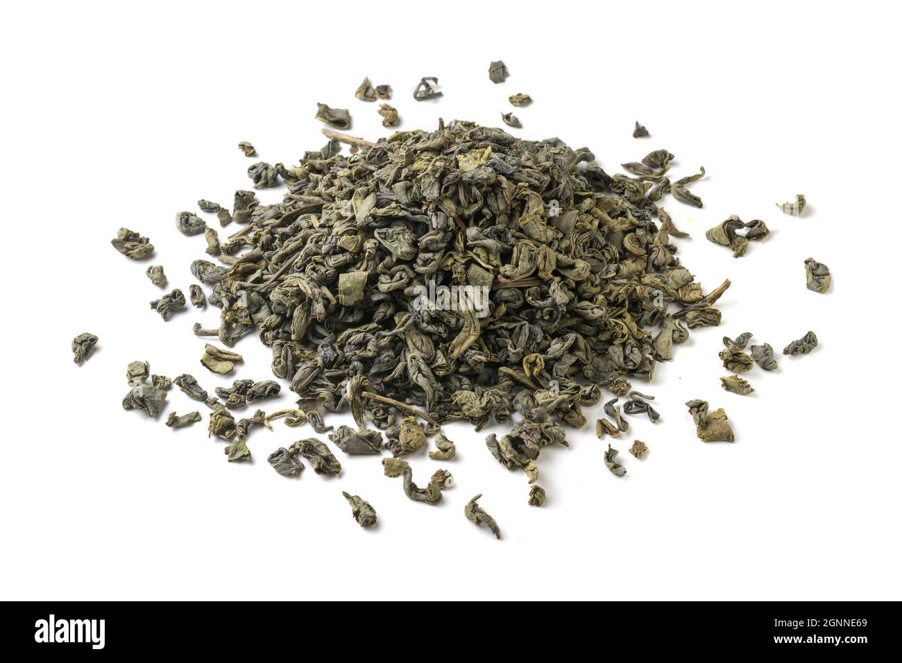 pile of unfermented pure and clean green tea from highlands of sri ...