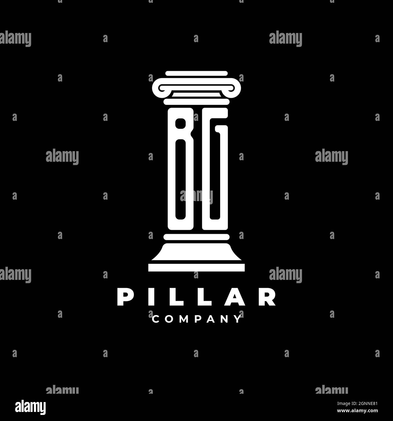 BG Monogram Logo Letter Pillars shape lawyer style vector, law firm ...