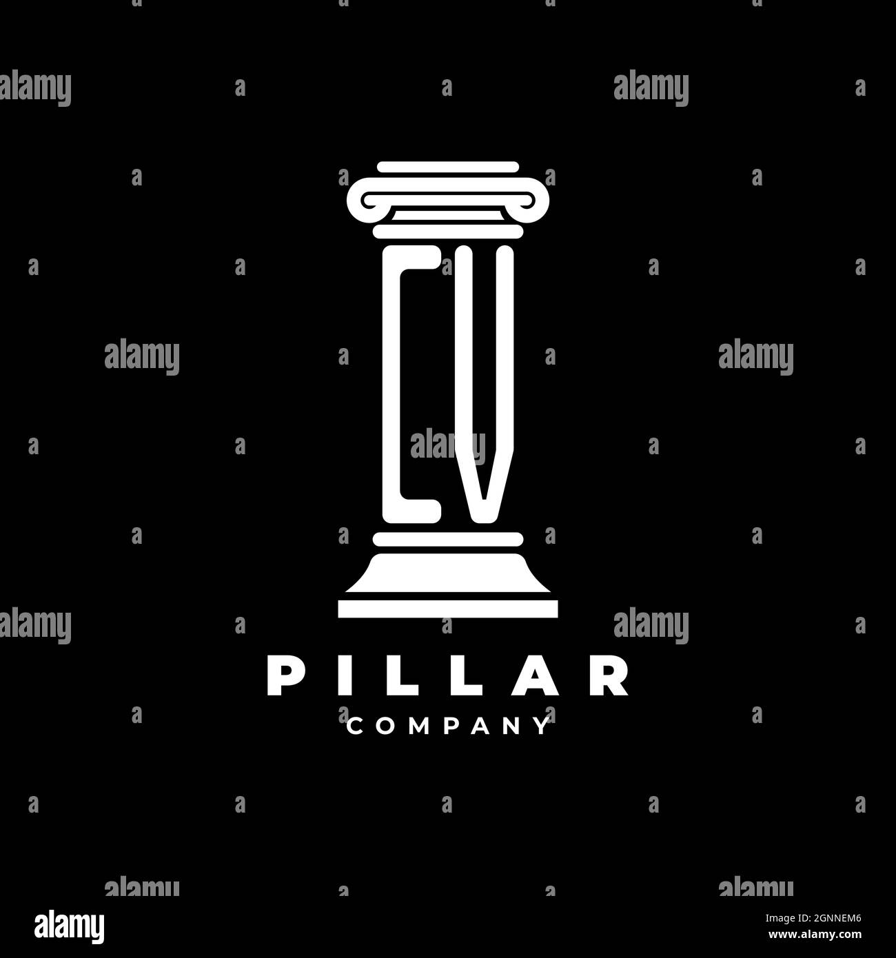 CV Monogram Logo Letter Pillars shape lawyer style vector, law firm ...