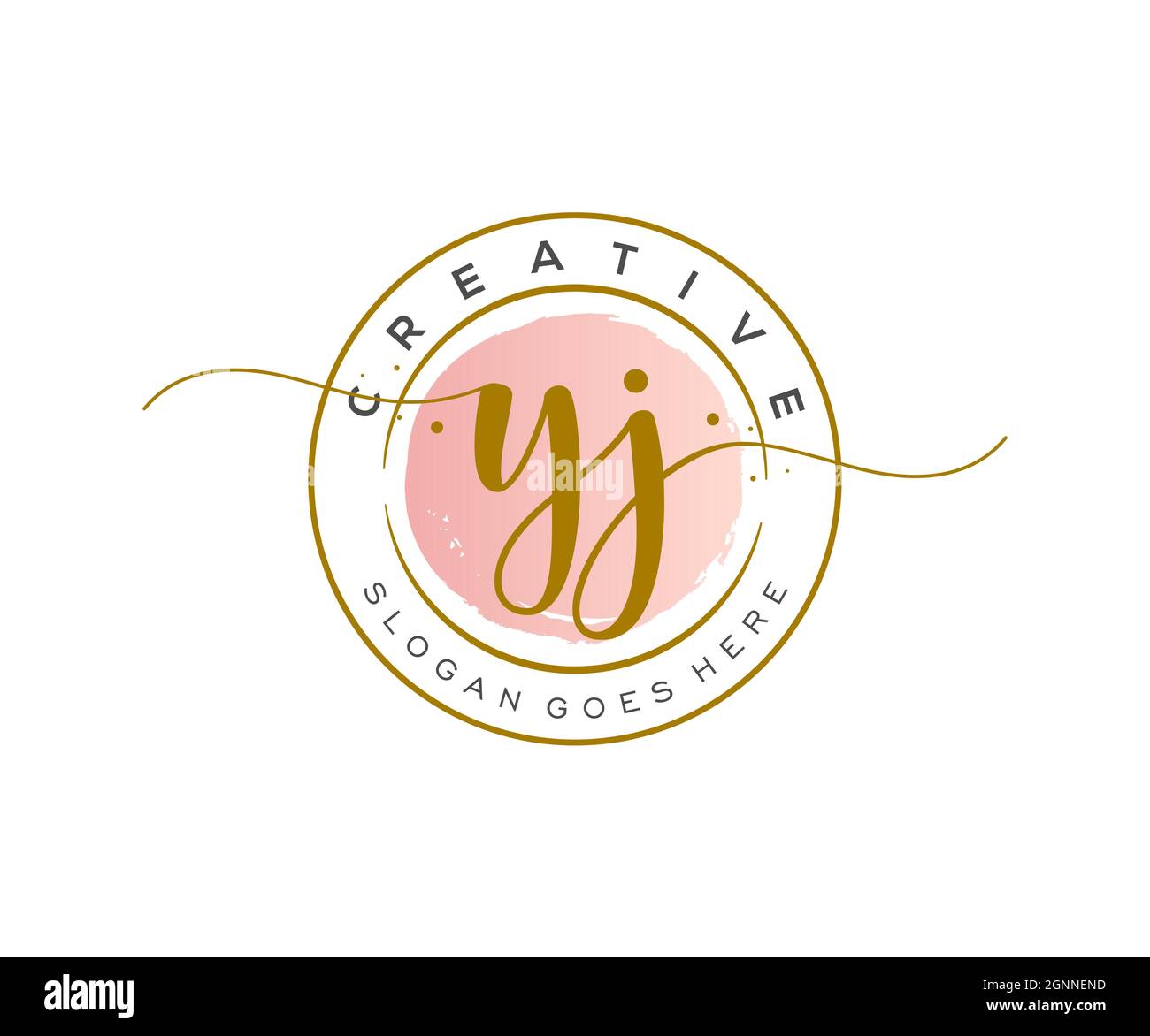 YJ Feminine logo beauty monogram and elegant logo design, handwriting logo of initial signature ...