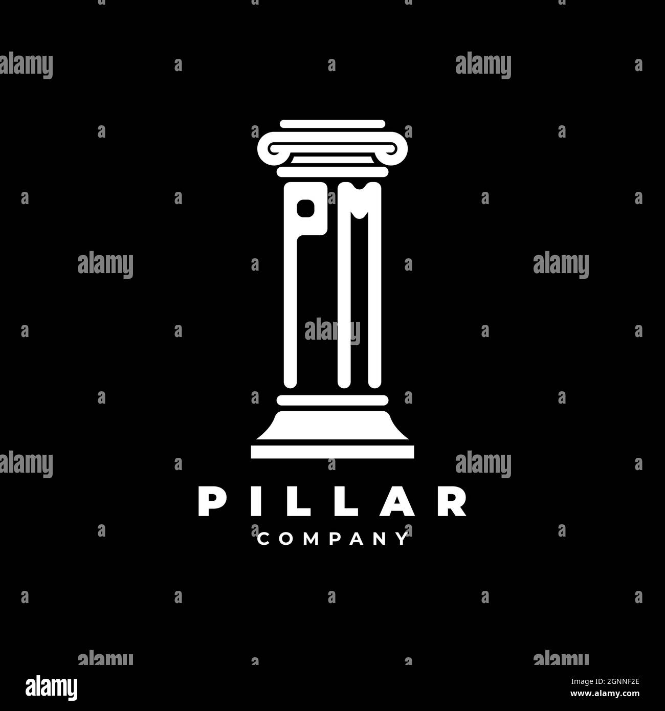 PM Monogram Logo Letter Pillars shape lawyer style vector, law firm ...