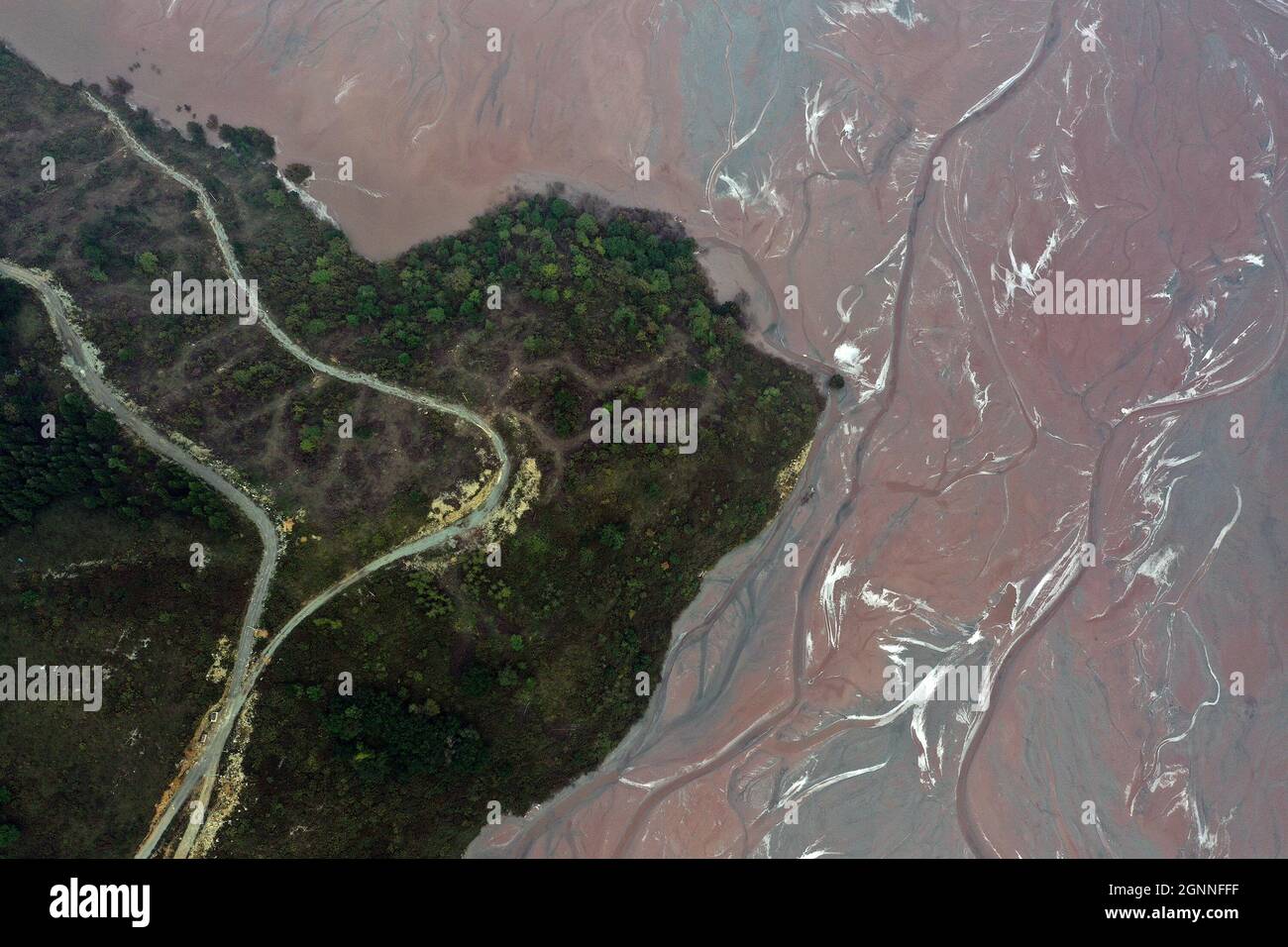 BENXI, CHINA - SEPTEMBER 23, 2021 - An aerial view shows the colorful ...