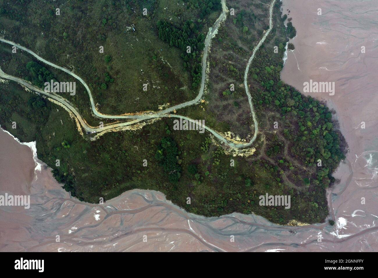 BENXI, CHINA - SEPTEMBER 23, 2021 - An aerial view shows the colorful ...