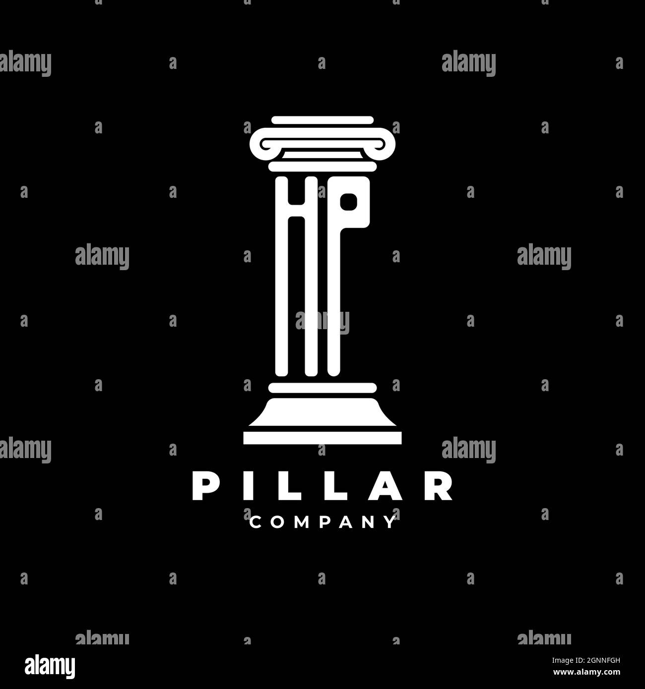 HP Monogram Logo Letter Pillars shape lawyer style vector, law firm ...