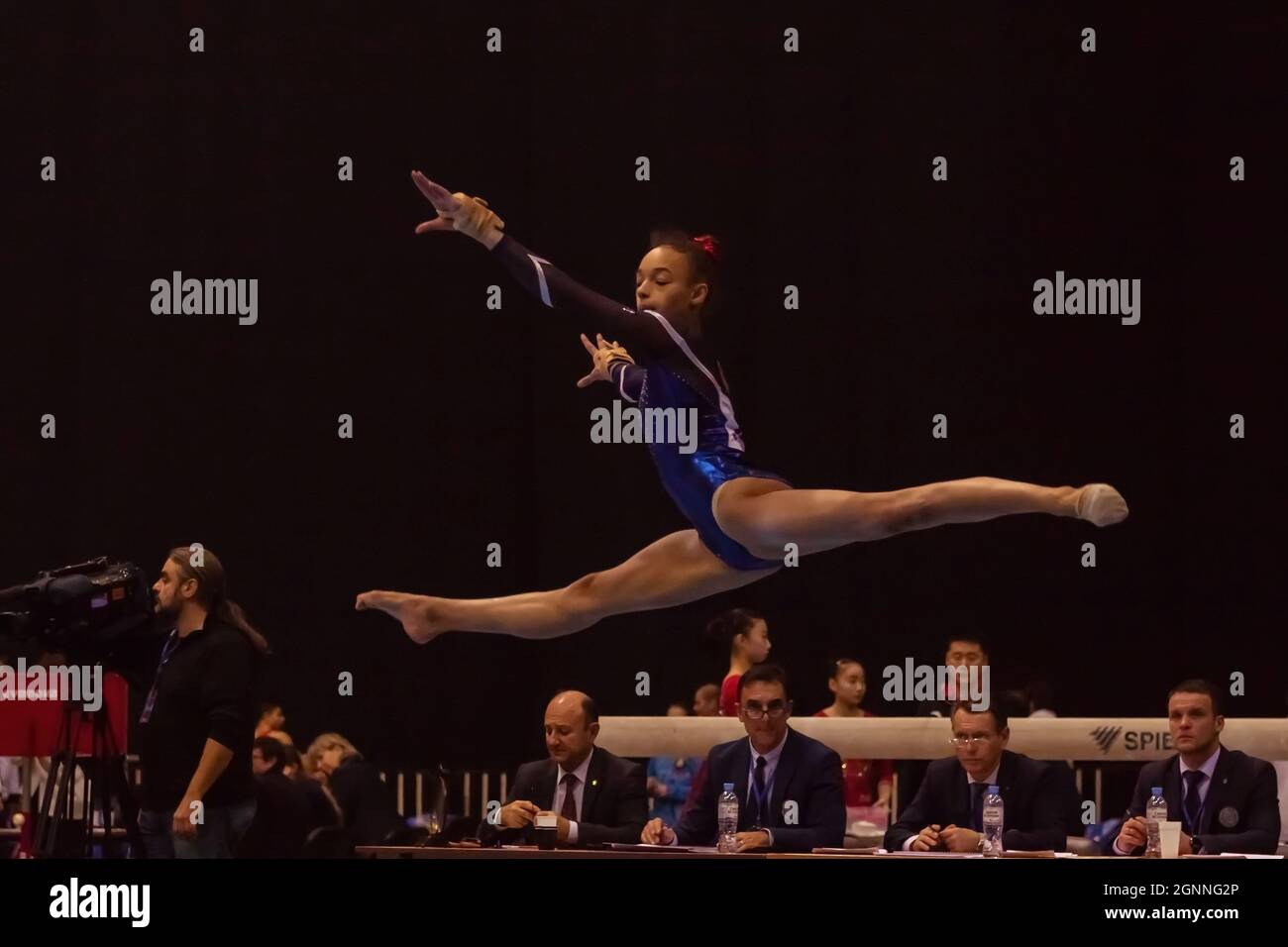 The French gymnast performs in a free program during the event. The XXV ...