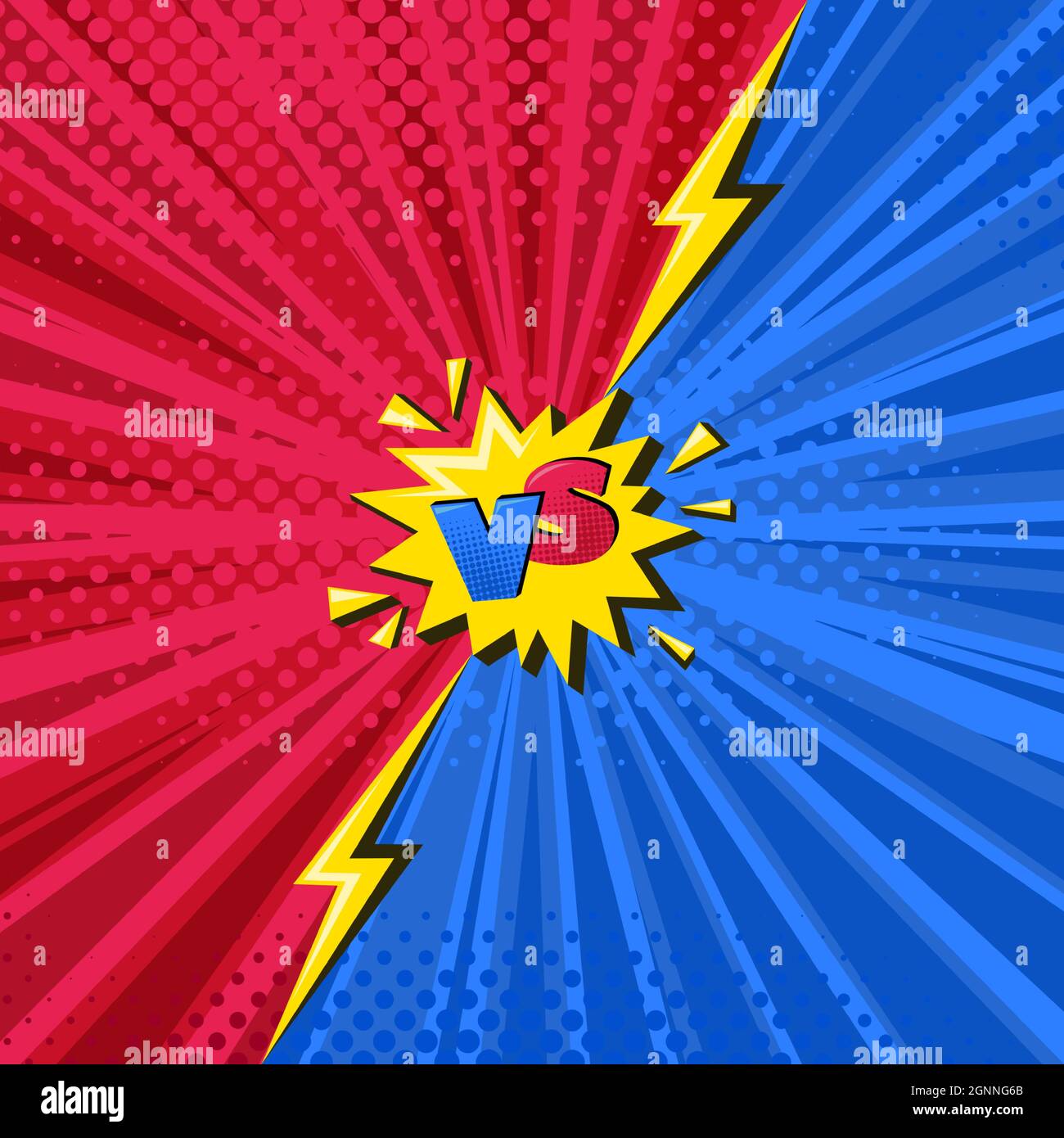 Superhero halftoned background with lightning. Square versus comic ...