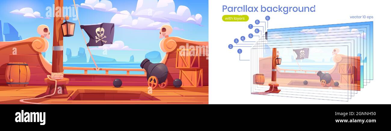 Cartoon Pirate Ship Deck