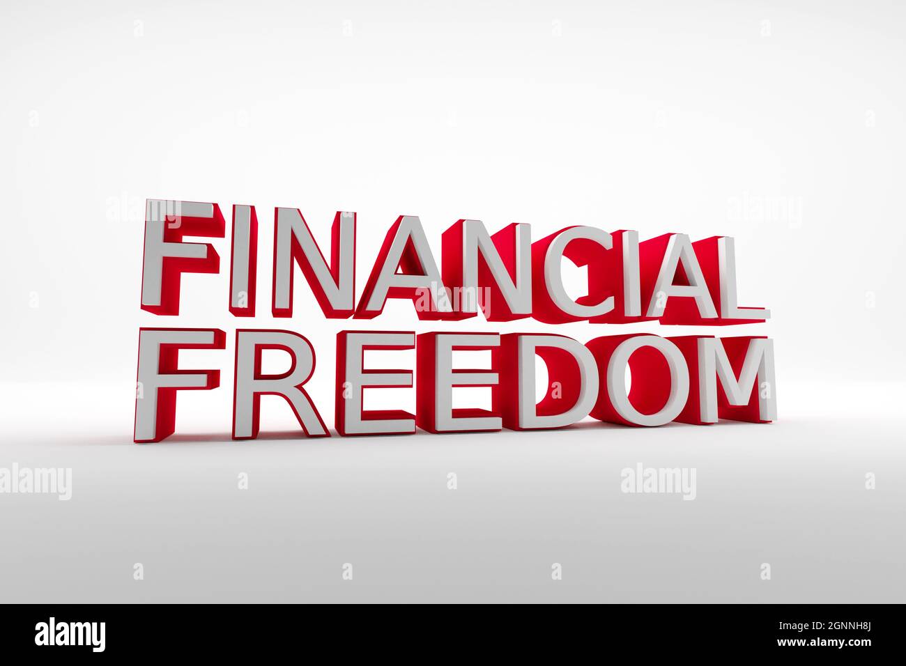 The words financial freedom on a white background, 3d rendering Stock ...