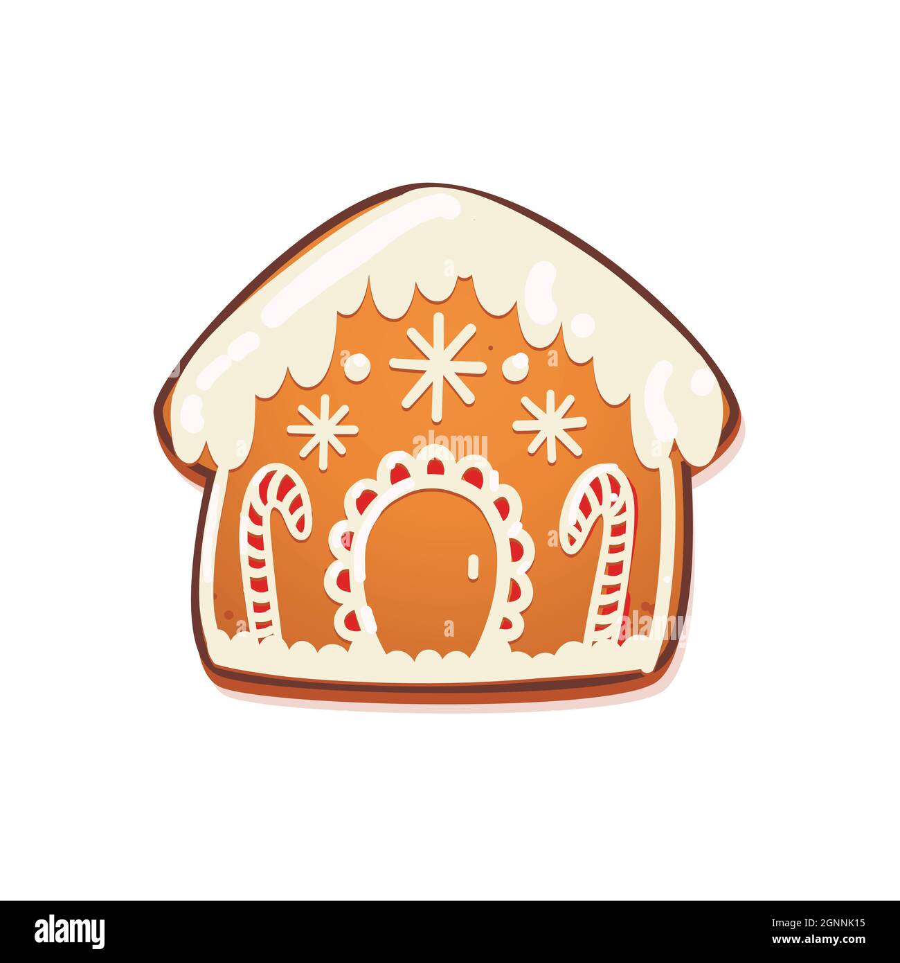 Gingerbread House. Cute Christmas Traditional Cookie with white icing ...