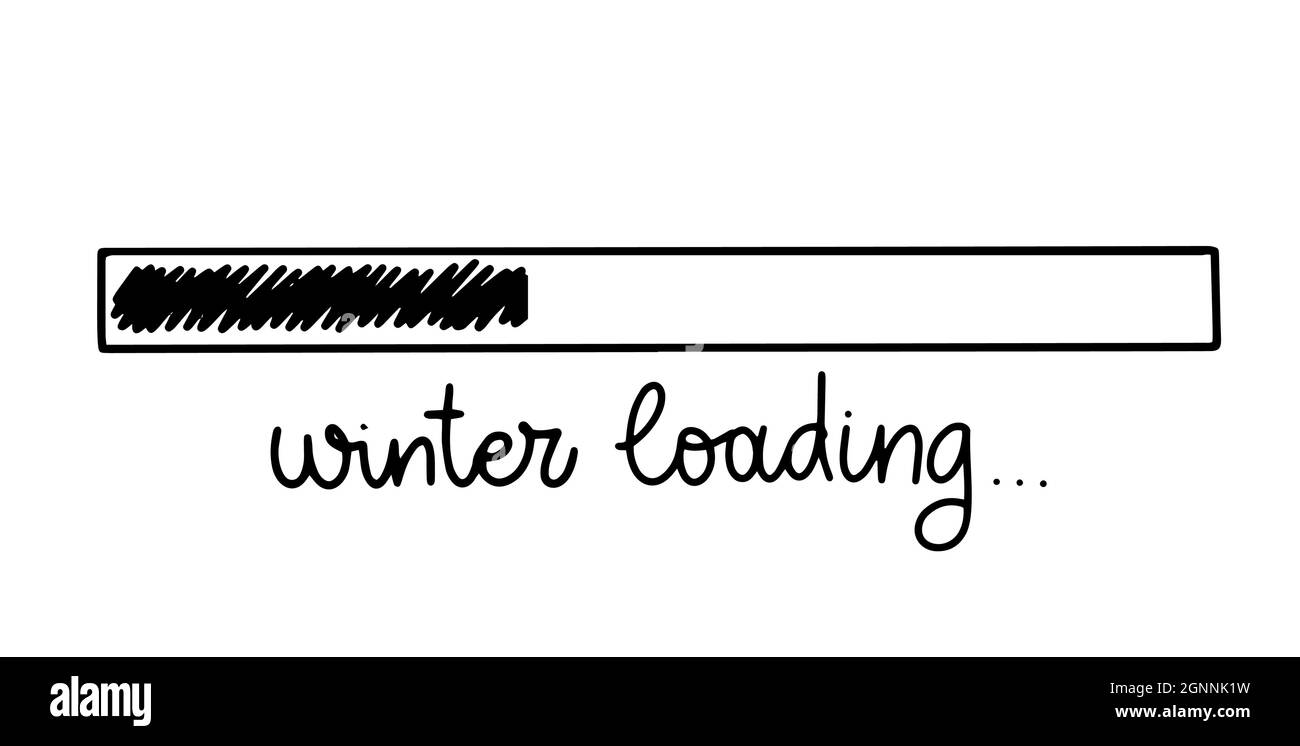 Progress bar in doodle sketch style. Winter loading icon image. Hand ...