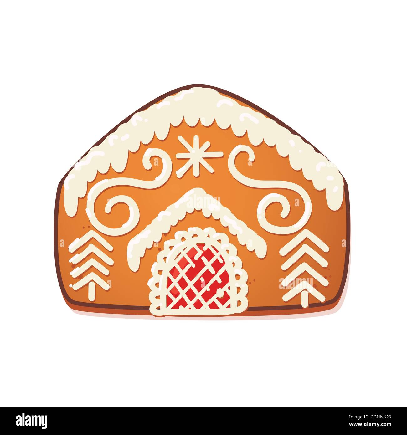 Gingerbread House. Cute Christmas Traditional Cookie with white icing ...