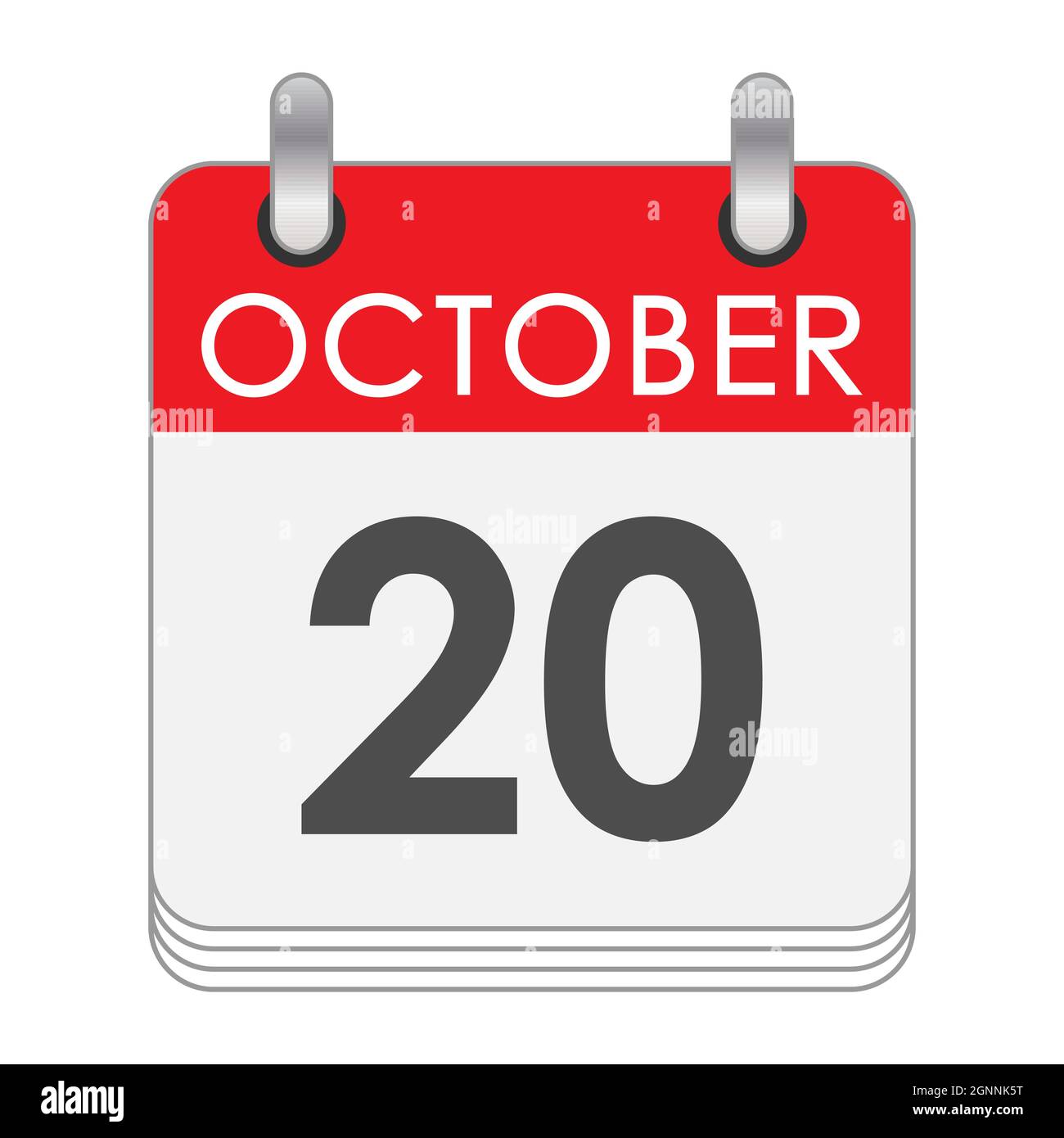 October 20. A leaf of the flip calendar with the date of October 20 ...