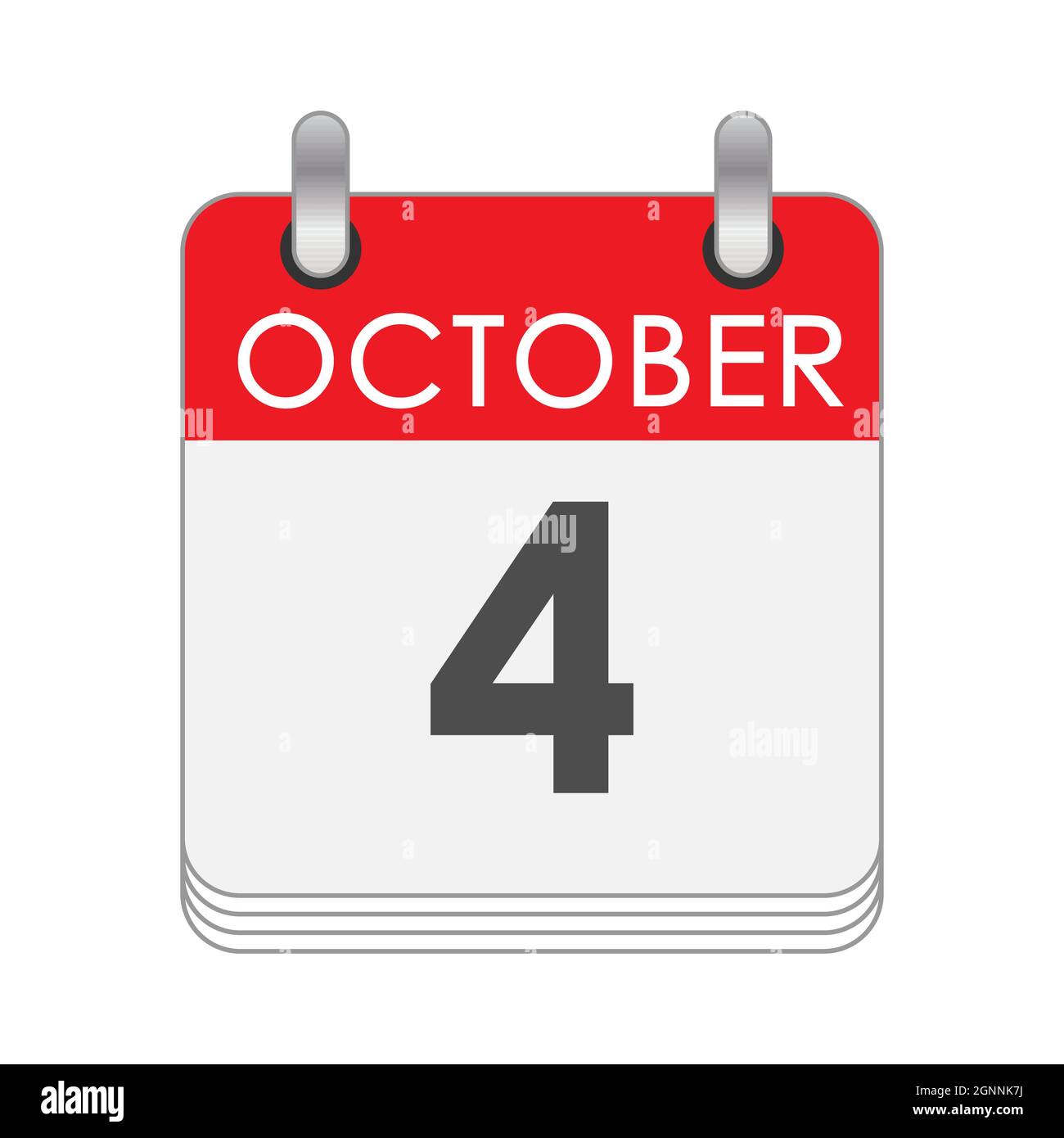 October 4. A leaf of the flip calendar with the date of October 4. Flat ...