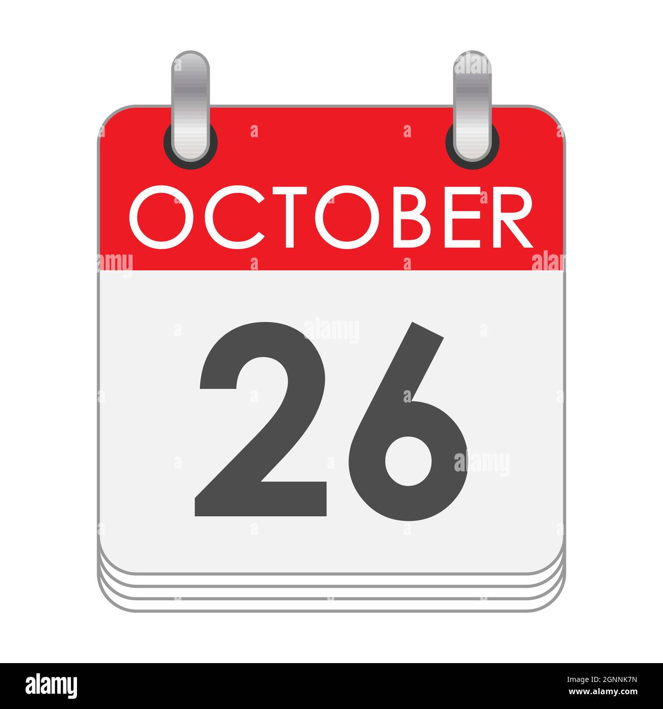 October 26. A leaf of the flip calendar with the date of October 26 ...