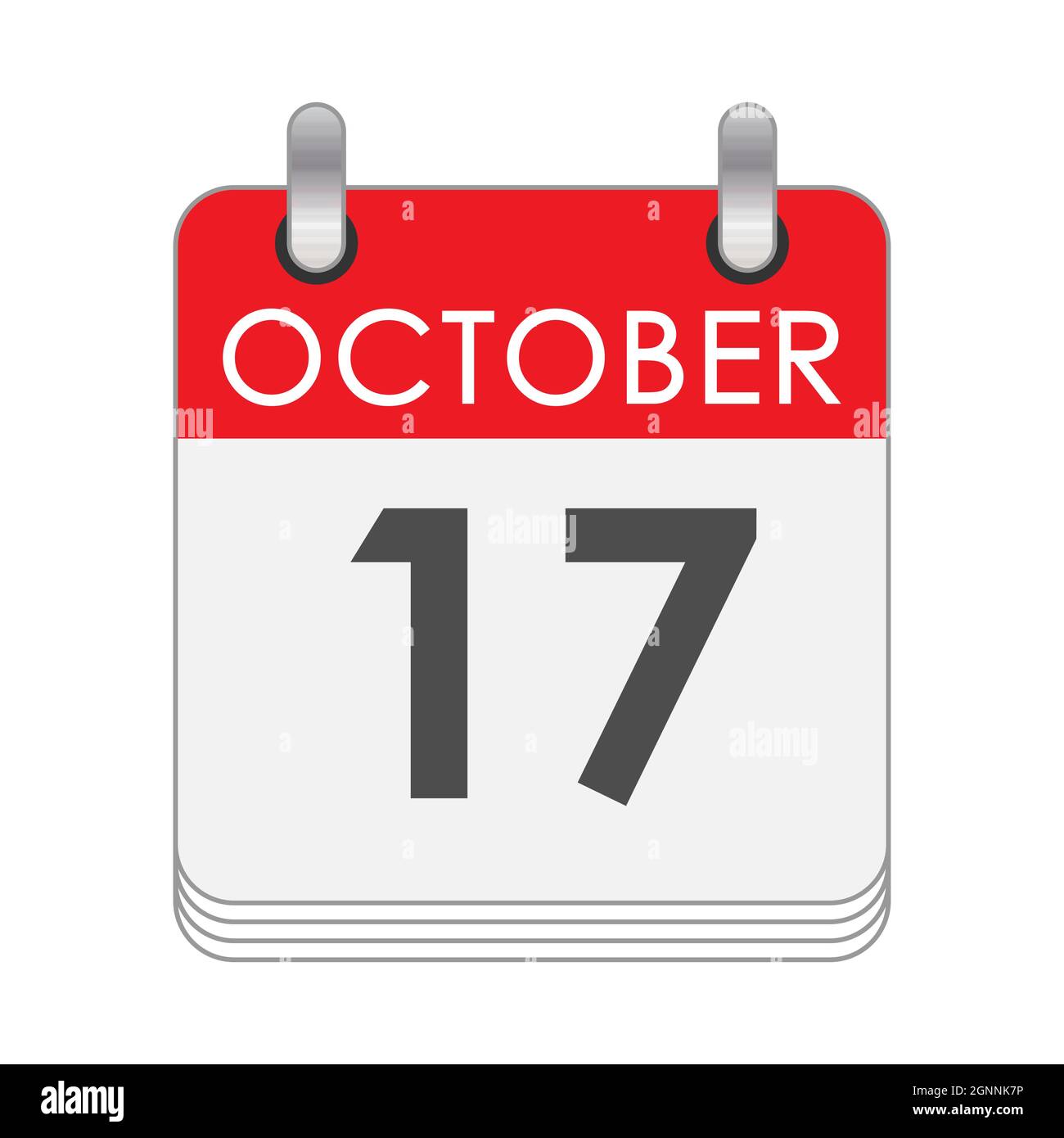 October 17. A leaf of the flip calendar with the date of October 17 ...