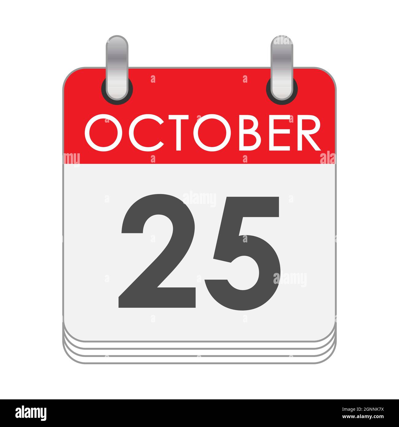 October 25. A leaf of the flip calendar with the date of October 25 ...