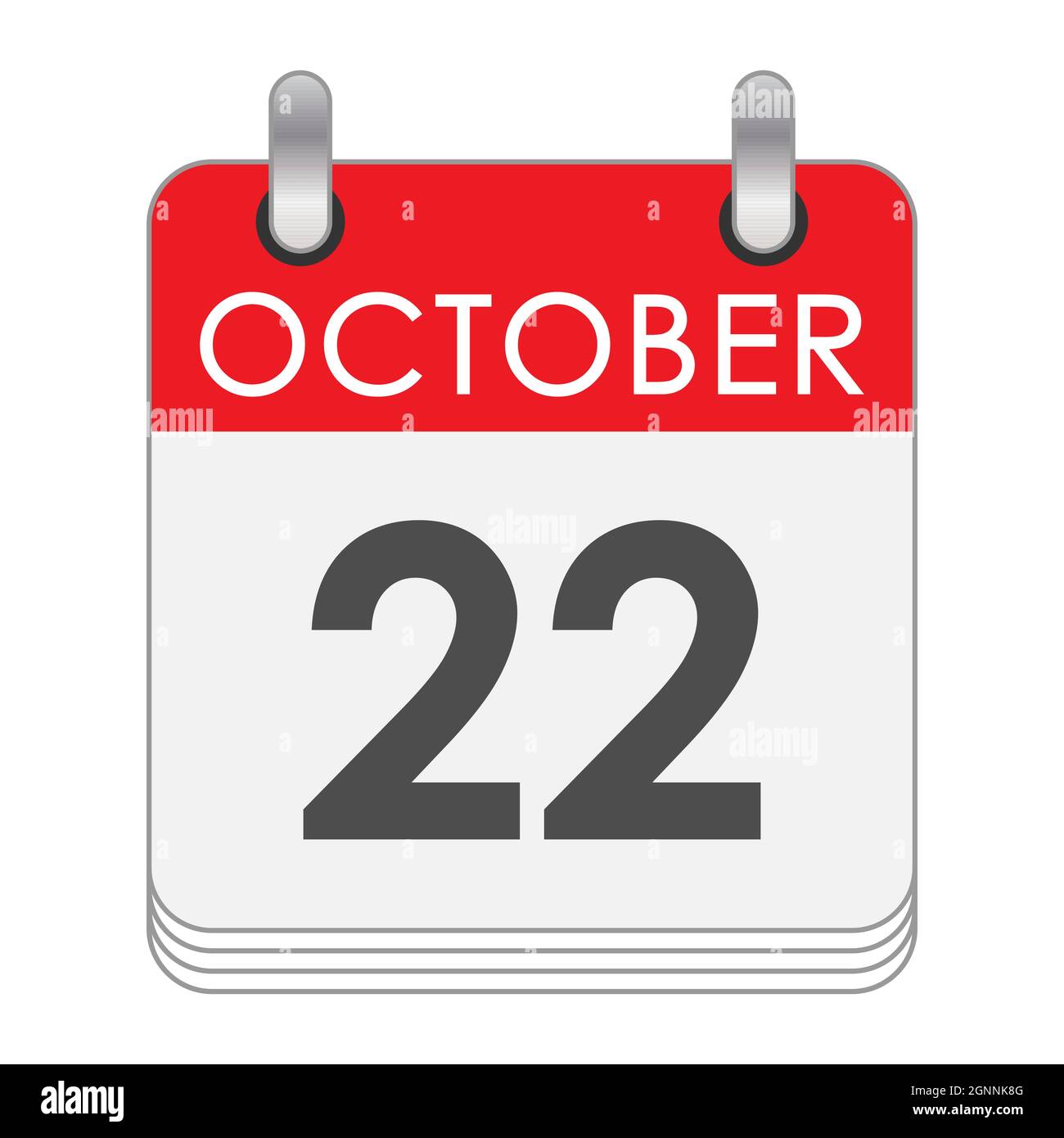 October 22. A leaf of the flip calendar with the date of October 22 ...