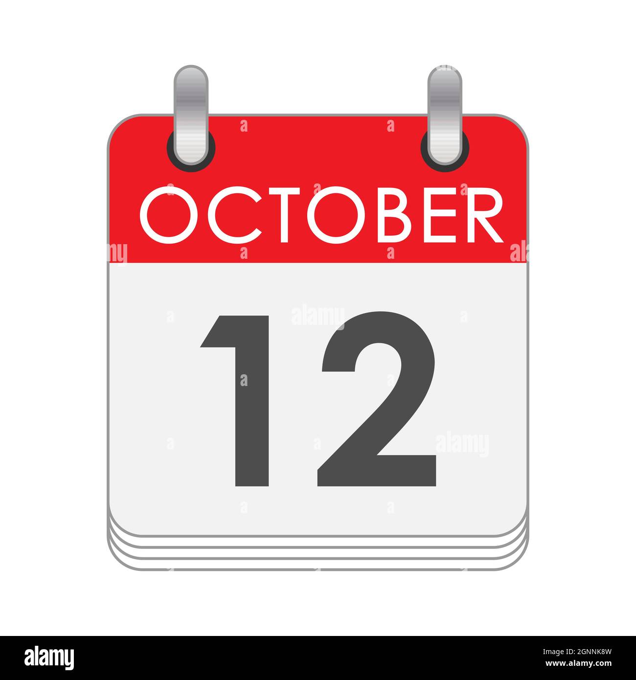 October 12. A leaf of the flip calendar with the date of October 12 ...