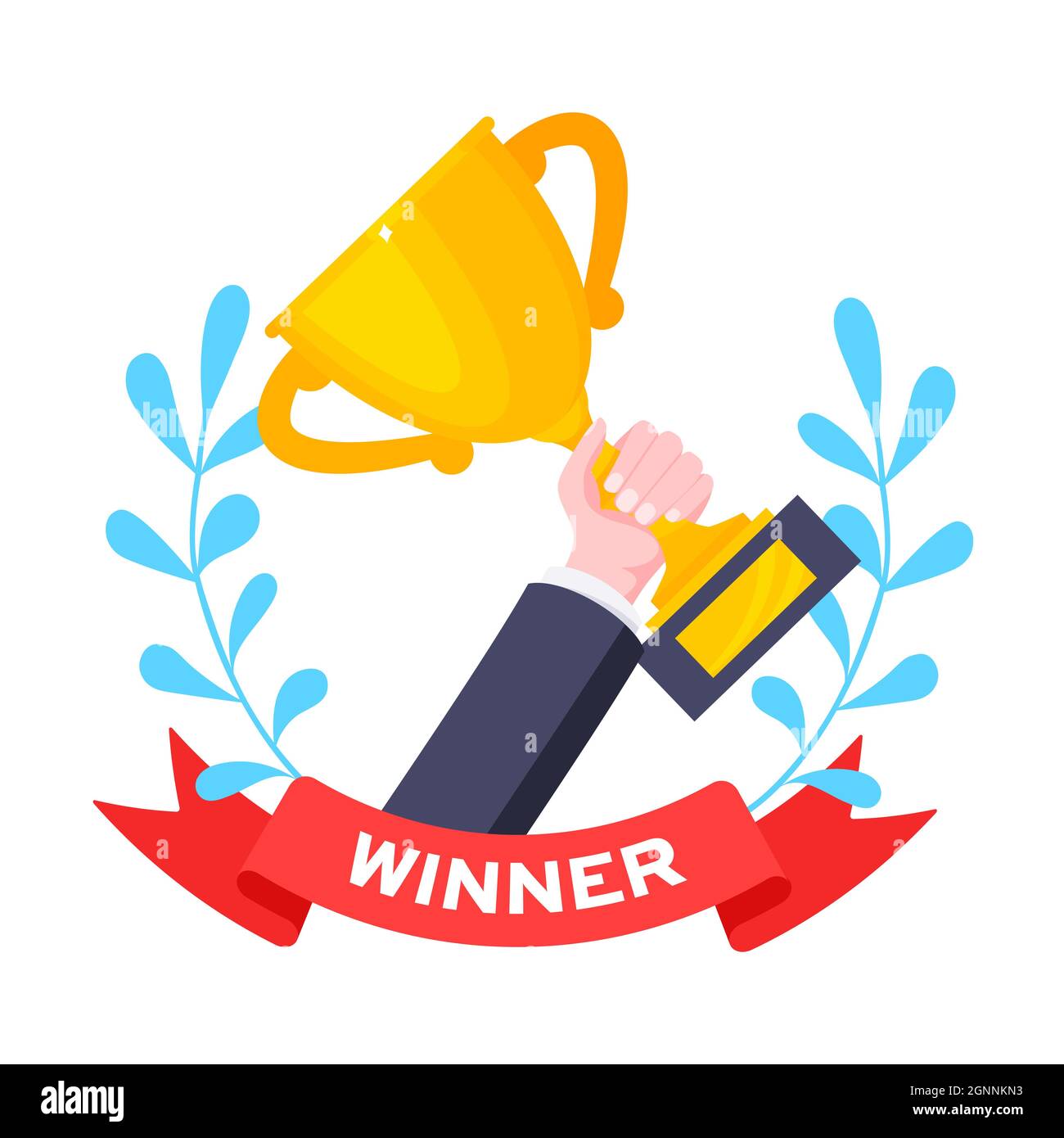 Best worker employee winner with trophy cup inside award ribbon and ...