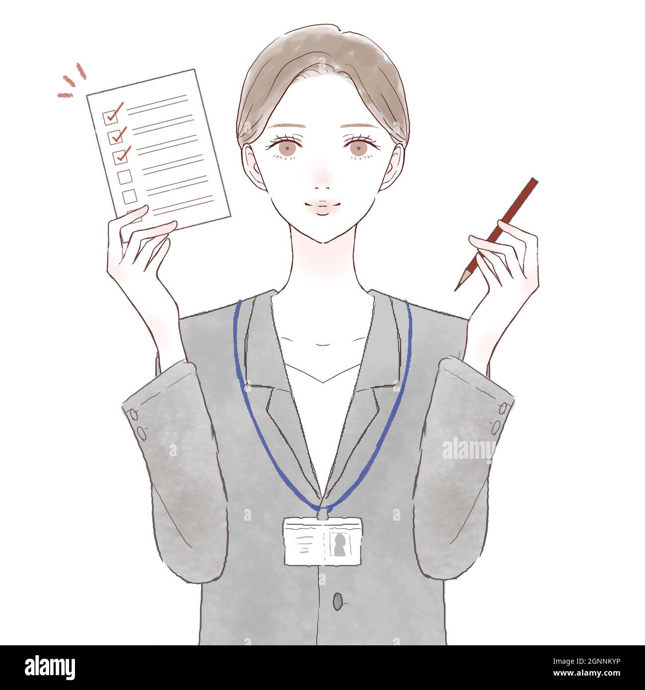 Woman in suit with checklist. On white background Stock Photo - Alamy