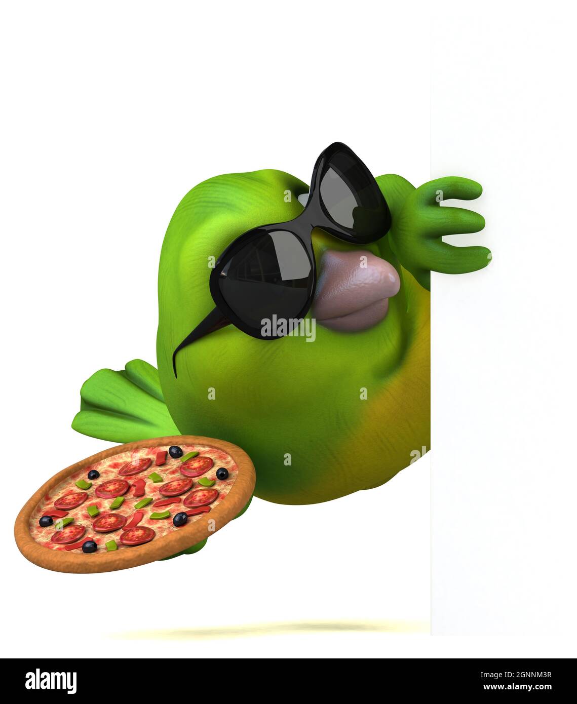 Fun green bird - 3D Illustration Stock Photo - Alamy