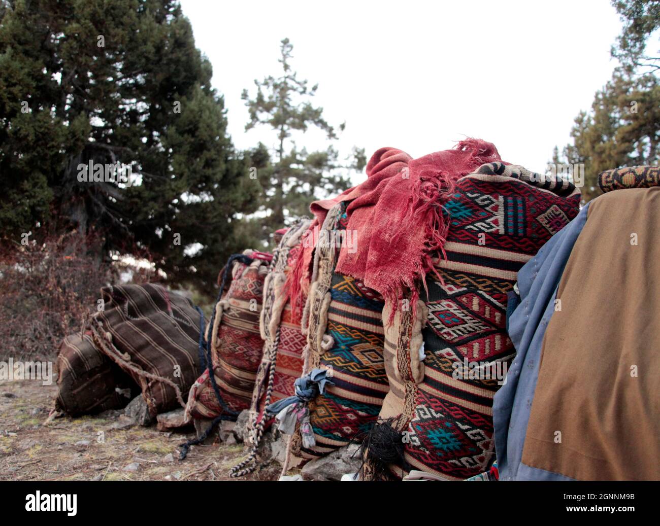 Handmade wool sacks used by nomads Stock Photo - Alamy