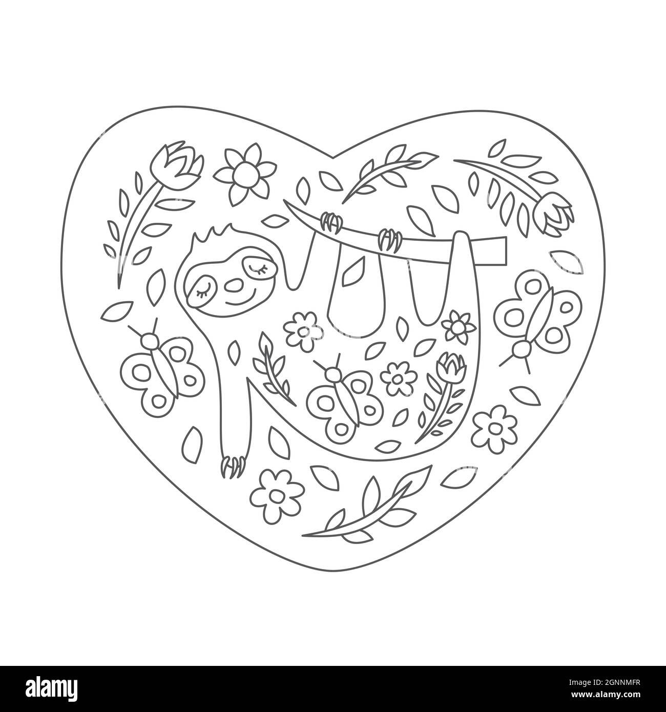 Cute and Funny cartoon baby sloth Coloring book Stock Vector Image ...