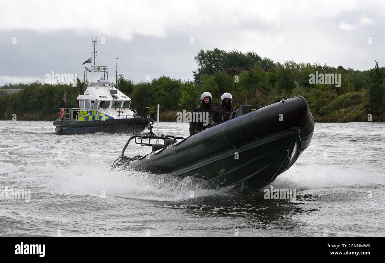 The Ministry of Defence Police Marine Unit demonstrate maneuvers on the ...