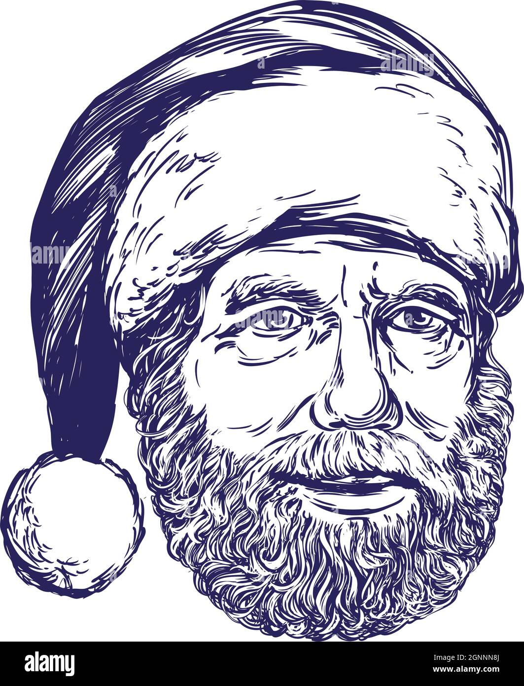 Santa Claus, Christmas symbol hand drawn vector illustration sketch ...