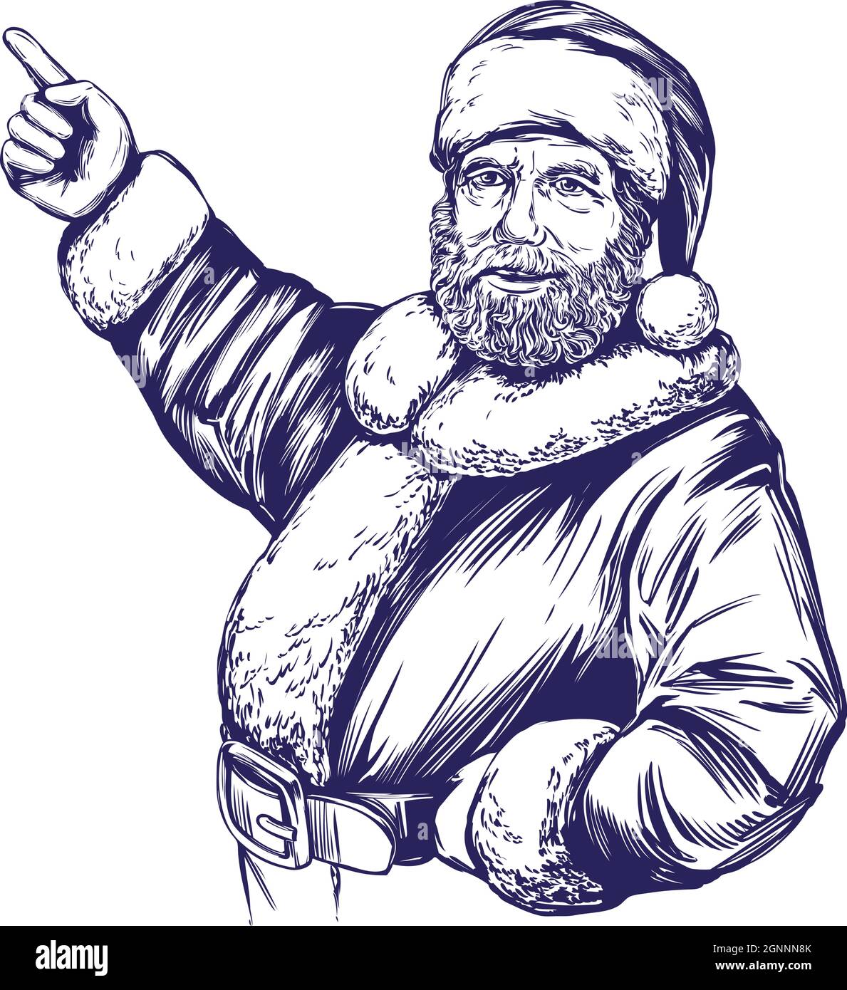Santa Claus, Christmas symbol hand drawn vector illustration sketch ...