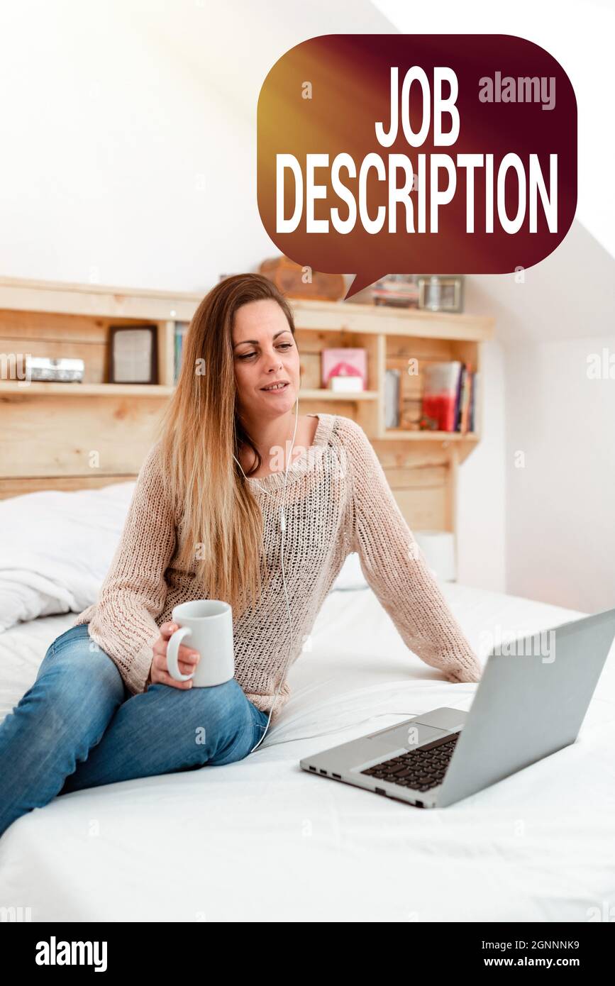 Text caption presenting Job Description. Business showcase A document ...