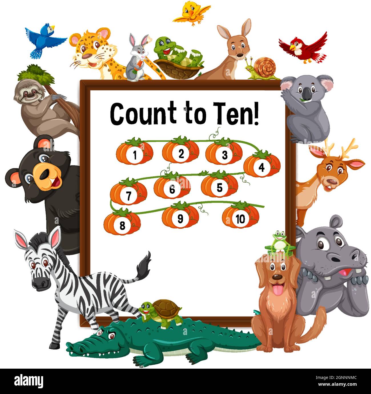Count to ten board with wild animals illustration Stock Vector Image ...