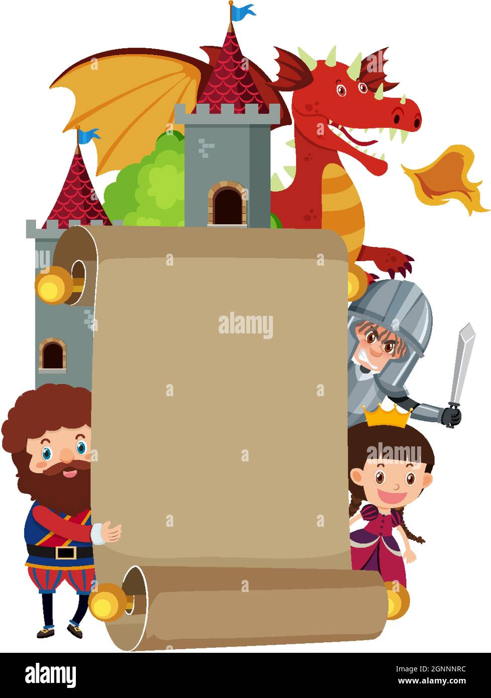 Paper roll template medieval theme illustration Stock Vector Image ...