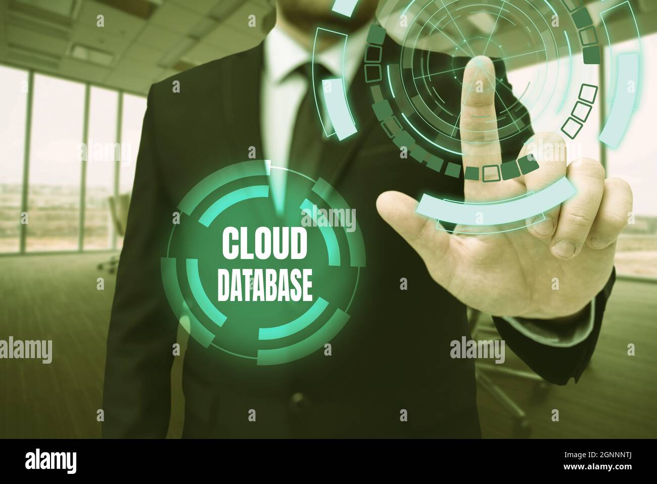 Hand writing sign Cloud Database. Conceptual photo optimized or built for a virtualized ...