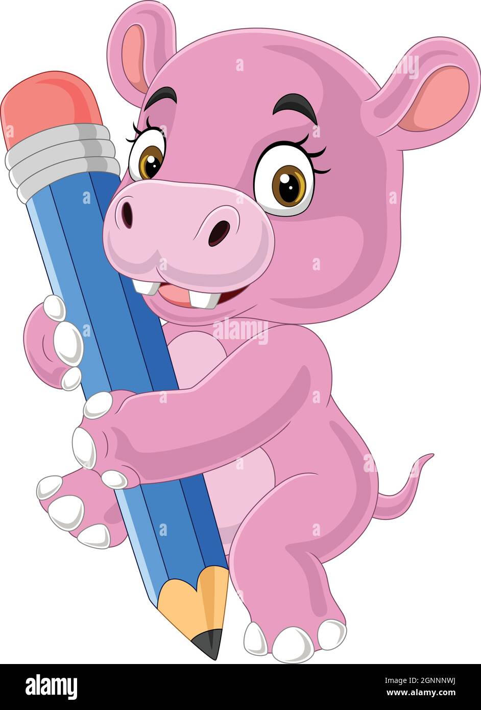 Cartoon funny hippo holding a pencil Stock Vector Image & Art - Alamy
