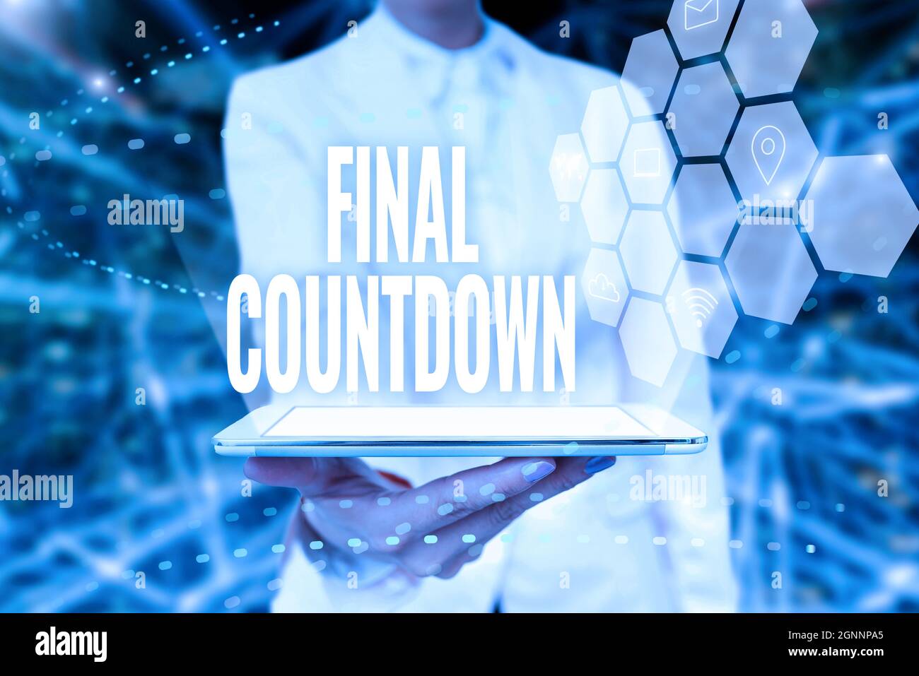 Text sign showing Final Countdown. Business approach Last moment of any ...