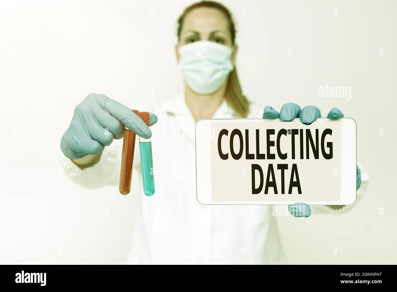 Text sign showing Collecting Data. Business approach Gathering and ...
