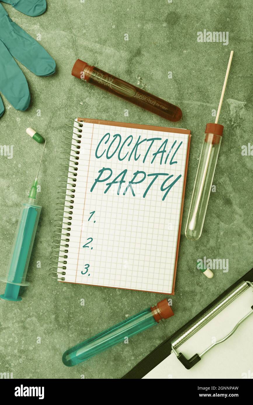 Text caption presenting Cocktail Party. Concept meaning formal party ...