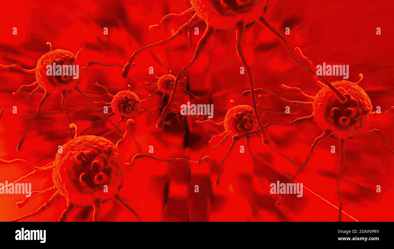 3d illustration - Damaged And Disintegrating Cancer Cell Stock Photo ...