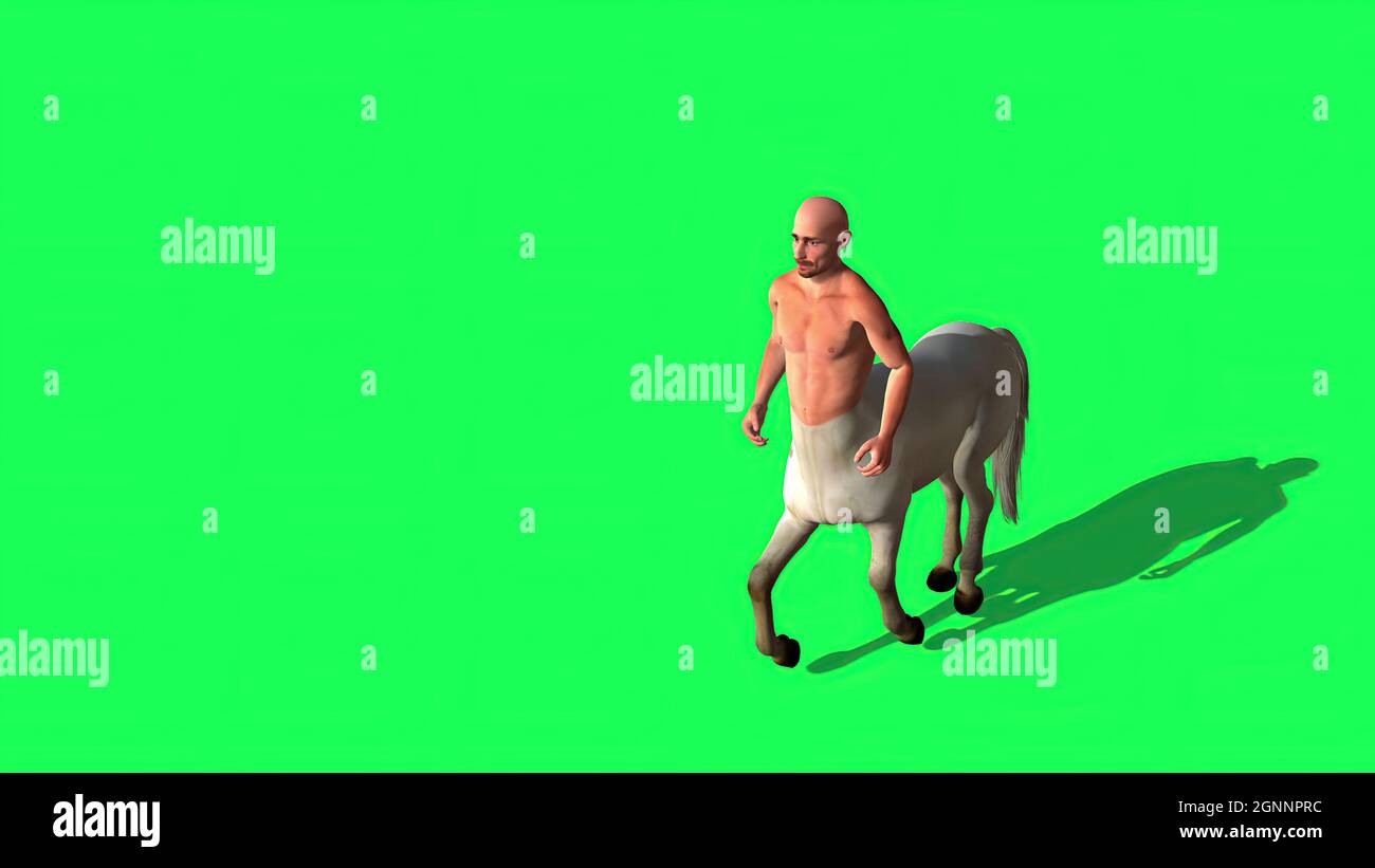 3d illustration - Male Centaur Half Horse Half Man on green screen ...
