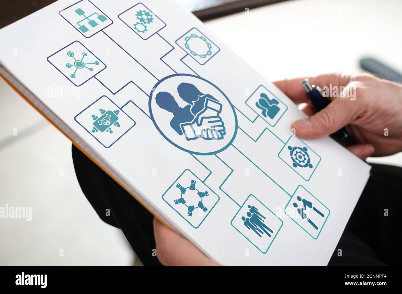 Collaboration concept on a paper held by a hand Stock Photo - Alamy