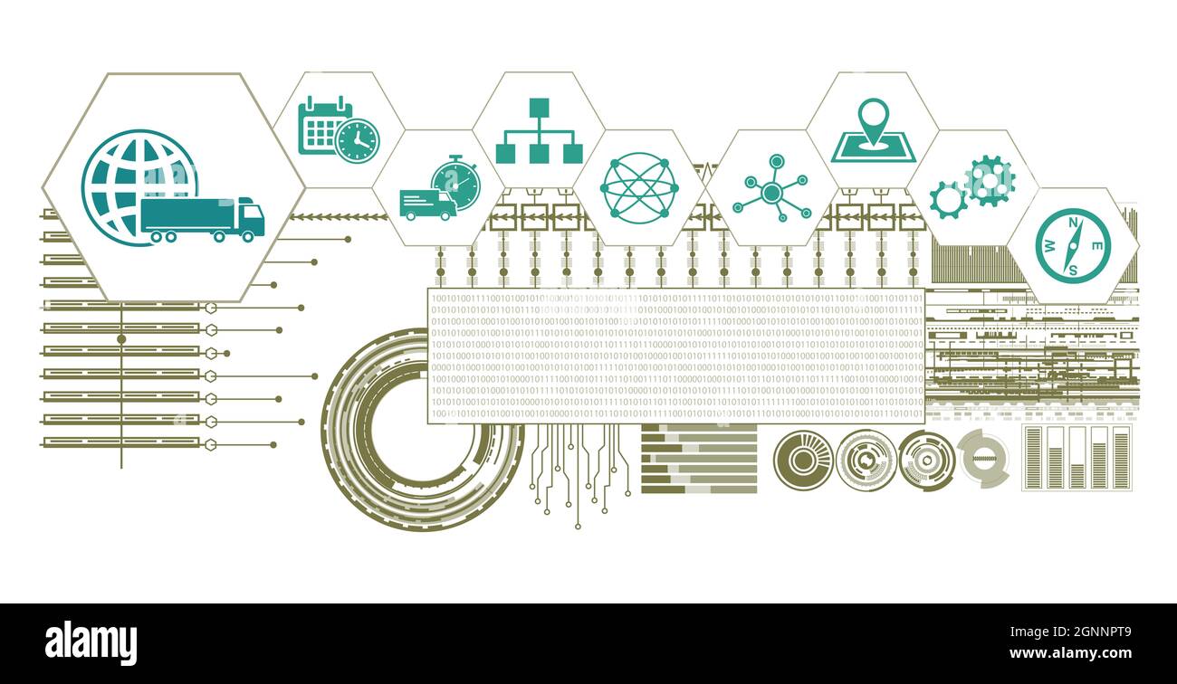 Concept of transportation with connected icons Stock Photo - Alamy