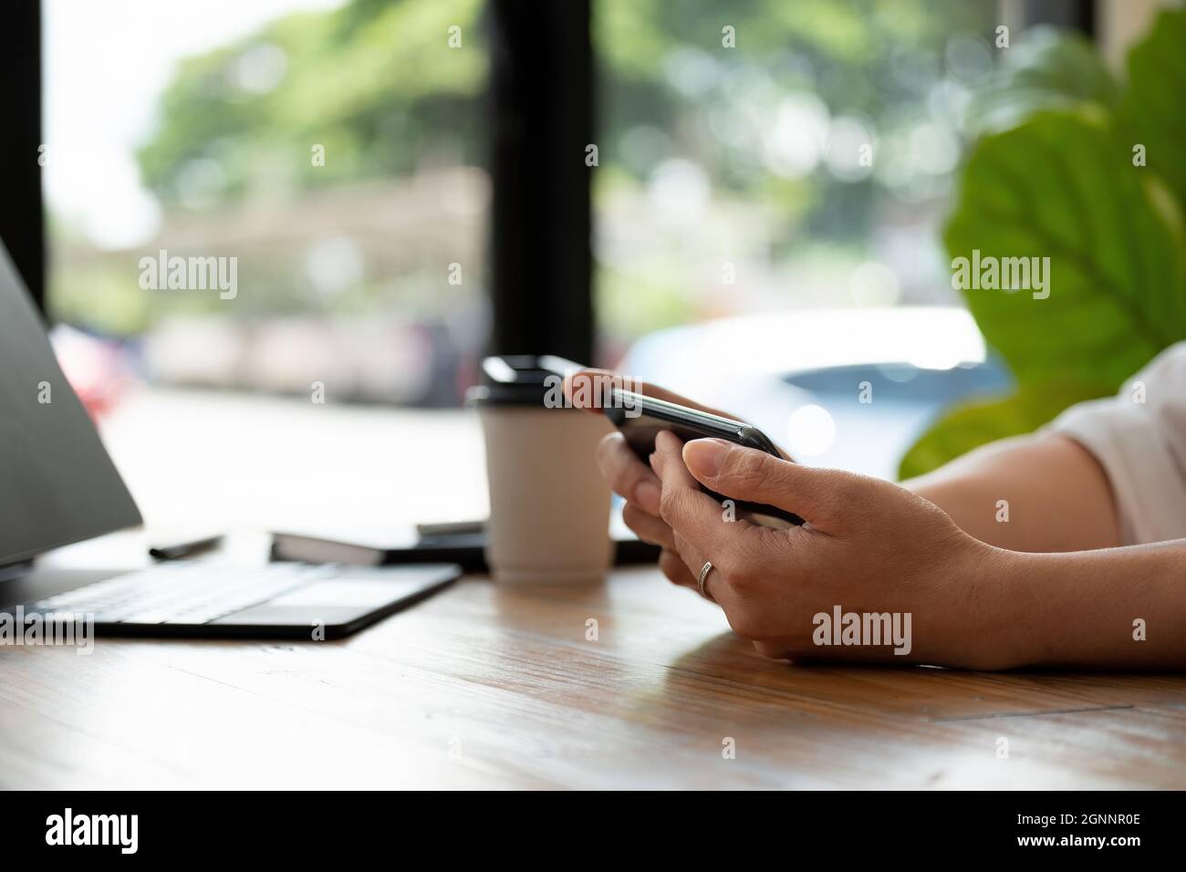 Young woman streaming video using hi-res stock photography and images ...