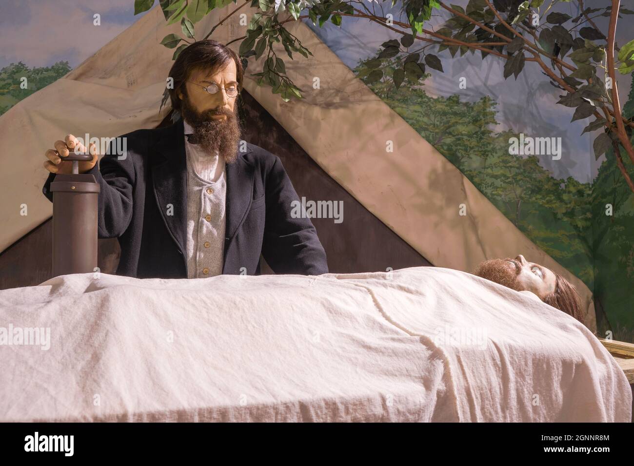 An undertaker embalming a dead soldier. At the National Civil War ...