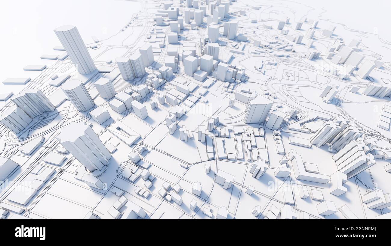 3d downtown white business downtown Stock Photo - Alamy