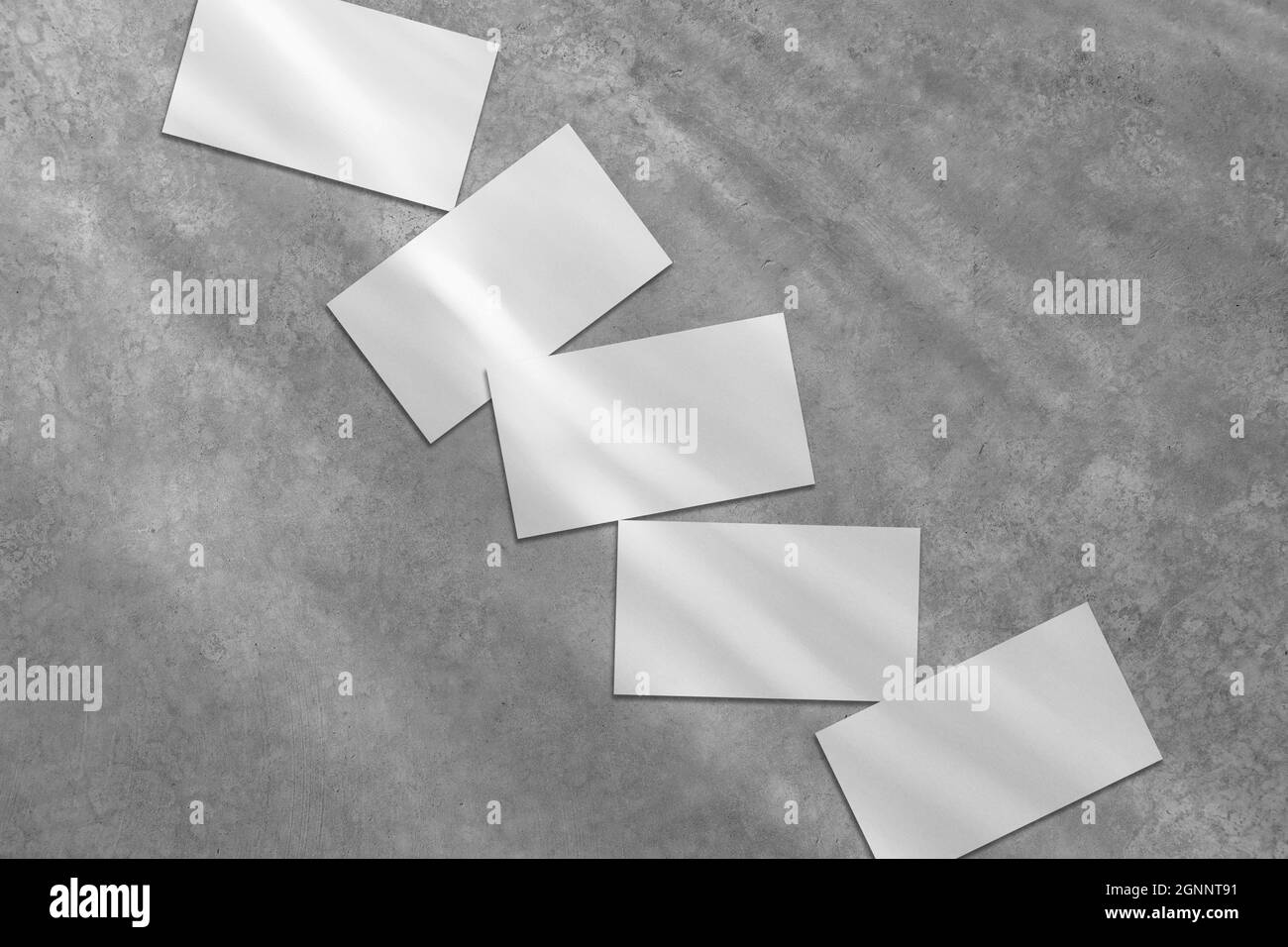 Empty white rectangle business card mockups with diagonal shadows Stock ...