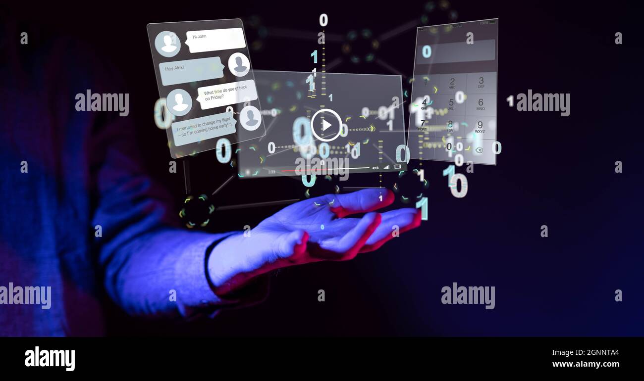 3d rendering of an app develop interface web application in hand with ...