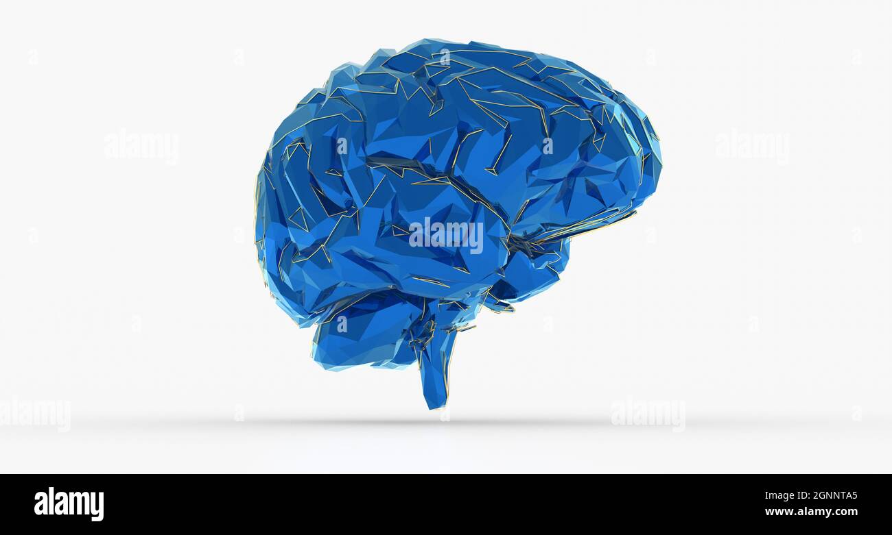 3d rendering of blue brain Artificial intelligence. Technology web ...