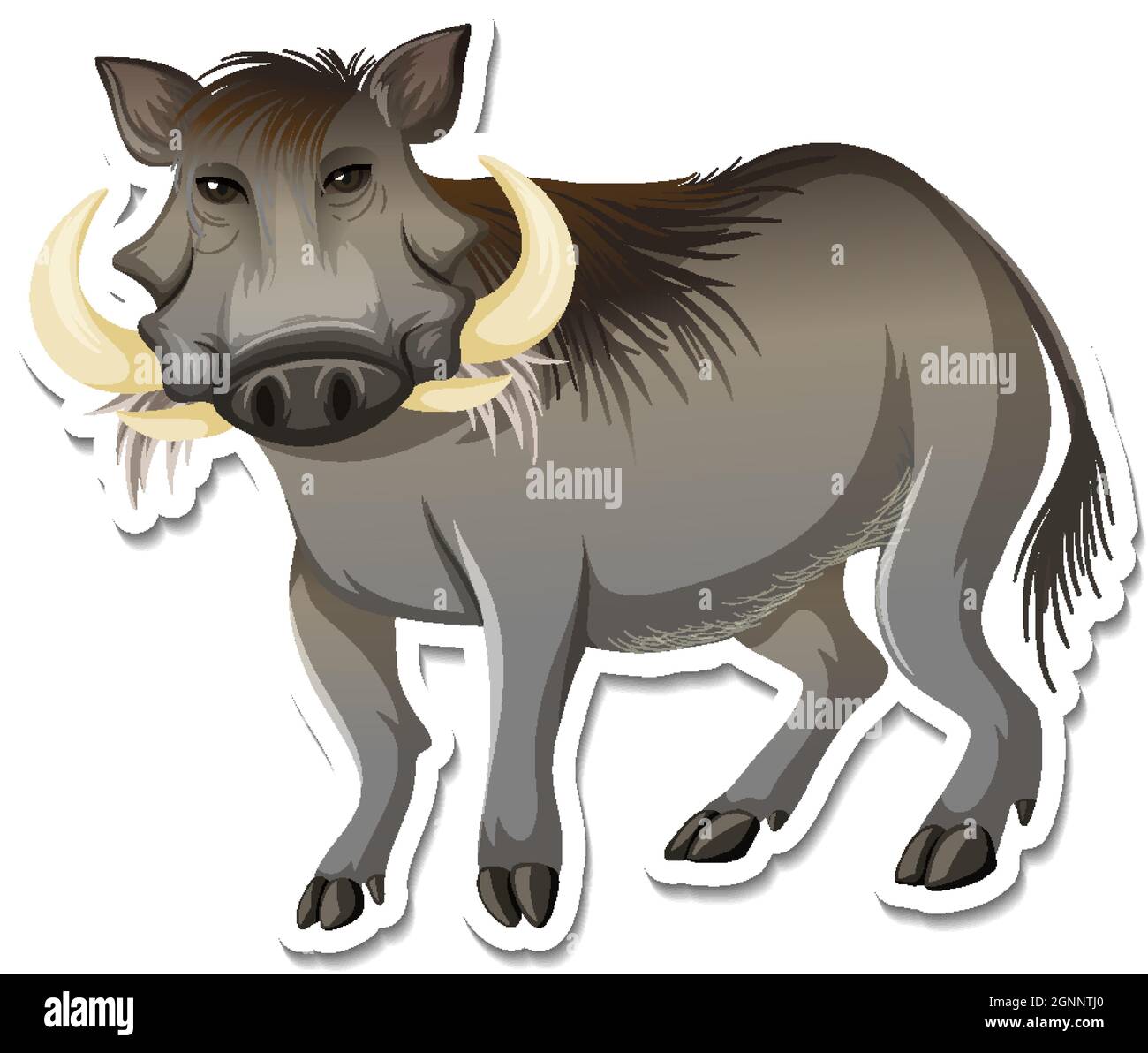A sticker template of warthog cartoon character illustration Stock ...